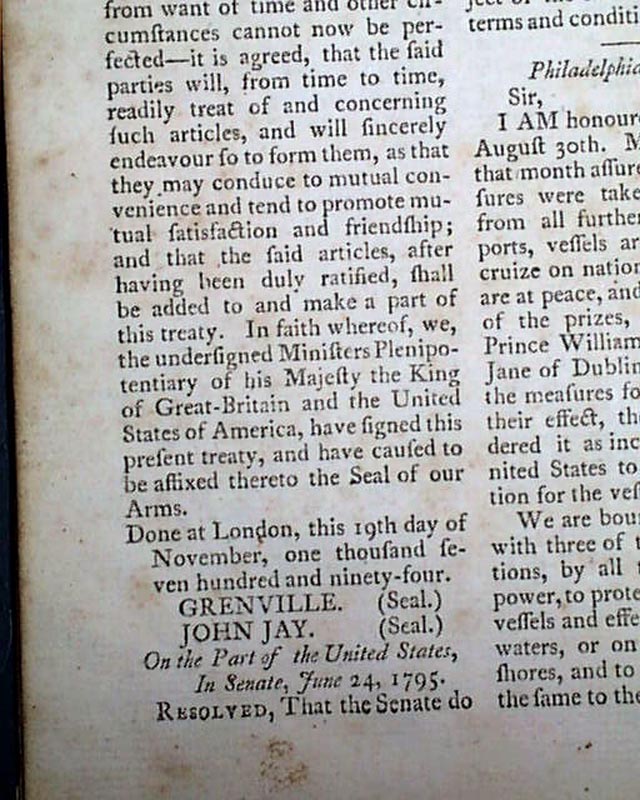 Full text of this historic Jay Treaty... - RareNewspapers.com