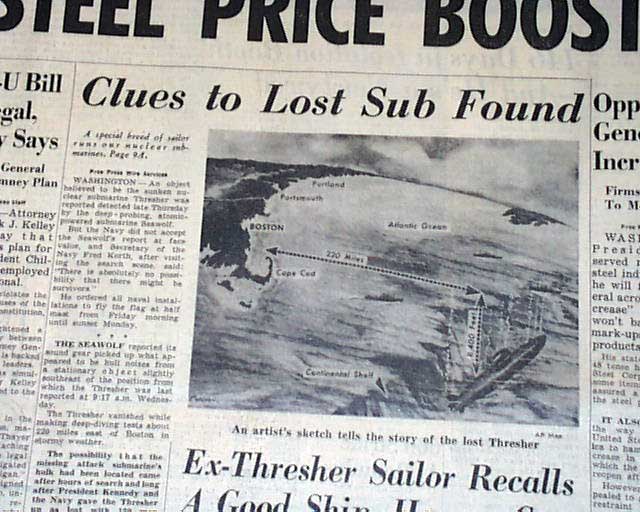USS Thresher Nuclear Submarine disaster.... - RareNewspapers.com