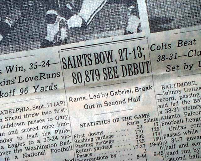 New Orleans Saints 1st NFL game.... - RareNewspapers.com