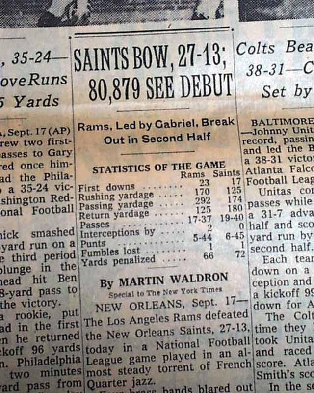 New Orleans Saints 1st NFL game.... - RareNewspapers.com