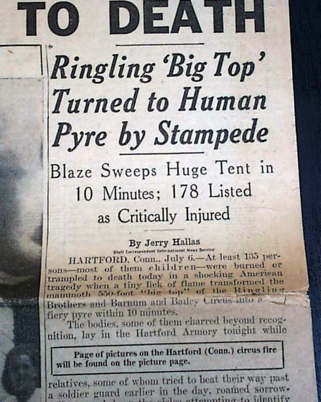 The tragic Hartford circus fire of 1944... - RareNewspapers.com