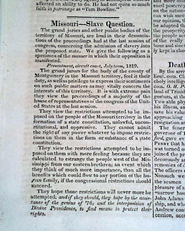 Death of the 'hero of Lake Erie' Commodore Oliver Hazard Perry ...