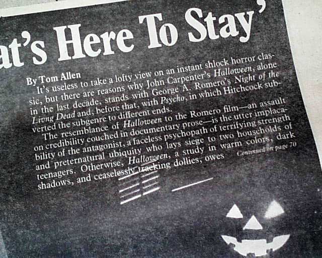 Opening ad for the movie "Halloween" (1978).. - RareNewspapers.com