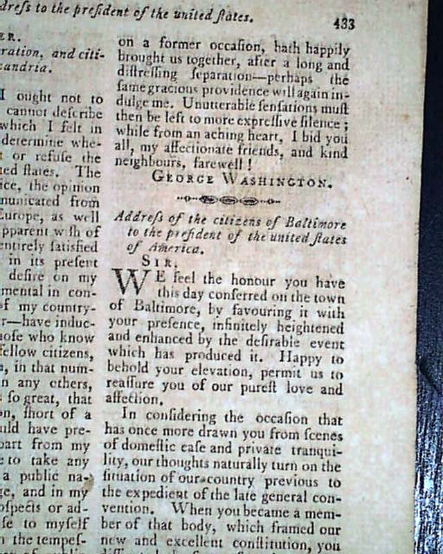 George Washington's inauguration and inaugural address... And a very ...