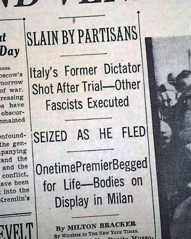 The death of Benito Mussolini... - RareNewspapers.com