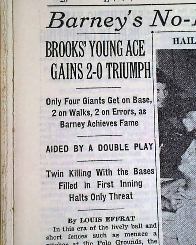 Rex Barney pitches no-hitter for the Brooklyn Dodgers ...