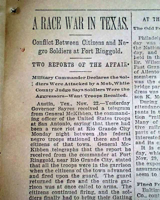 Fort Ringgold Texas race war... - RareNewspapers.com