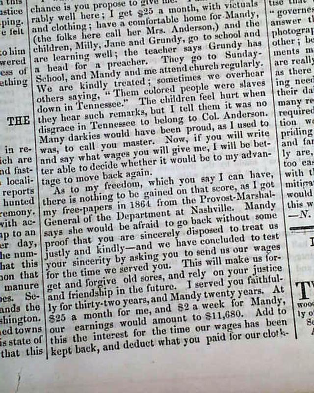 Jourdon Anderson's letter to his former slave master ...