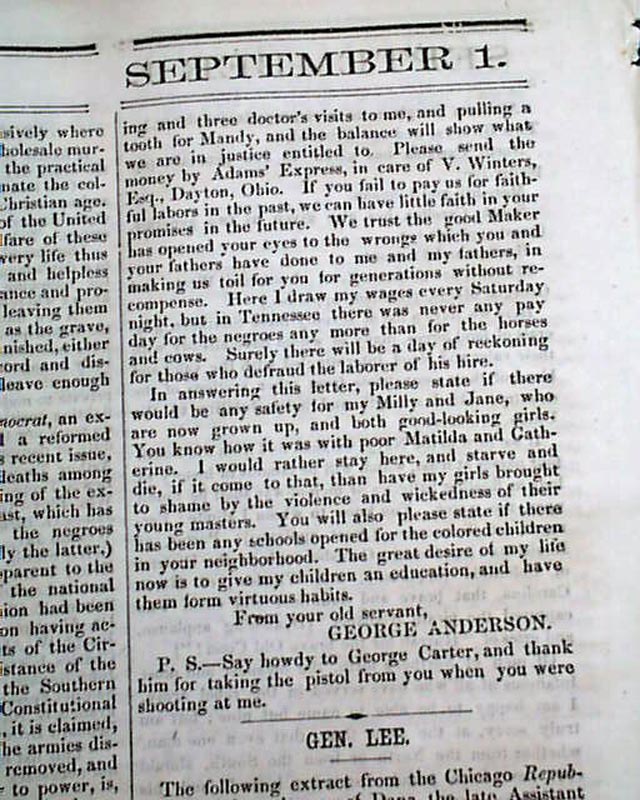 Jourdon Anderson's letter to his former slave master ...
