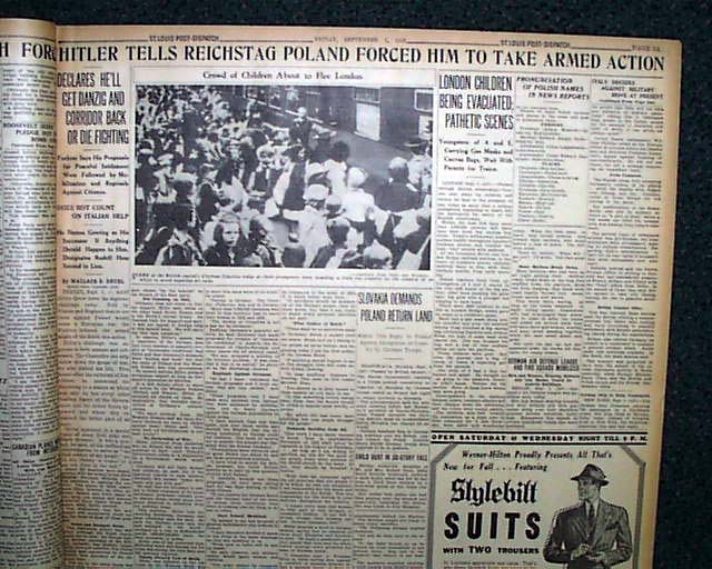 World War II begins... Great for display! - RareNewspapers.com