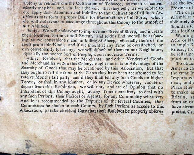 A rare Virginia Gazette with a front page report of the historic First ...