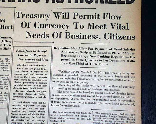 1933 Bank Holiday Ordered... - RareNewspapers.com