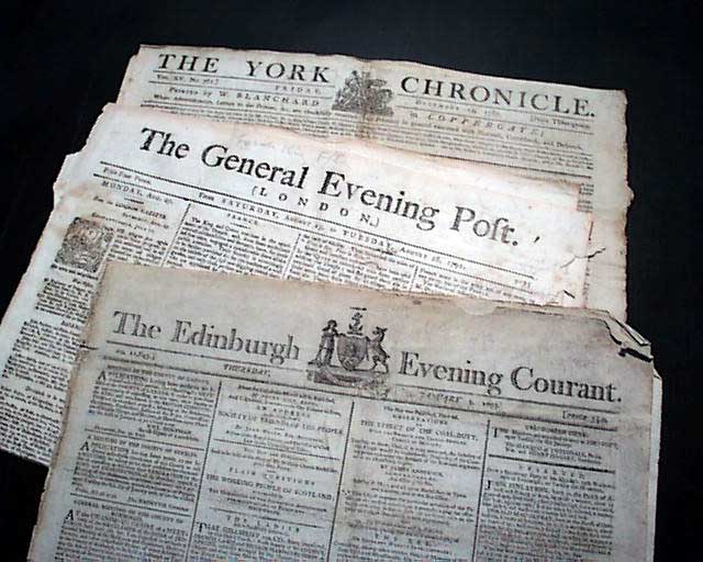 Seven newspapers from 1787 - 1799, plus a bonus issue ...