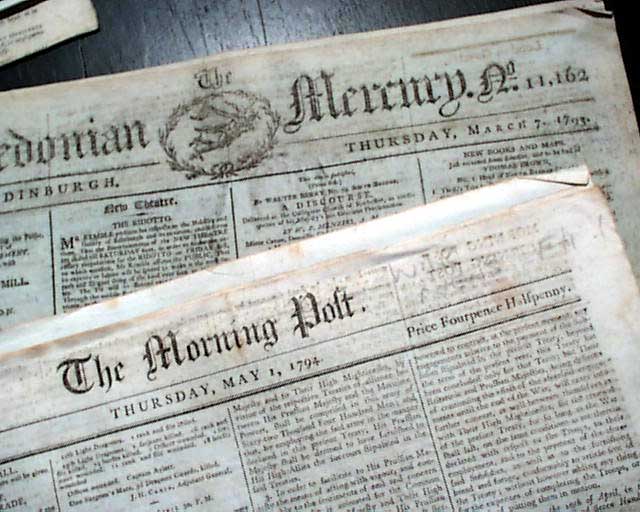 Seven newspapers from 1787 - 1799, plus a bonus issue ...
