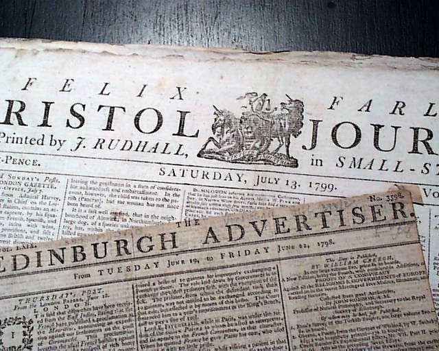 Seven newspapers from 1787 - 1799, plus a bonus issue ...