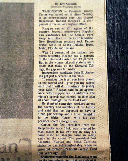 Reagan wins the presidential election... - RareNewspapers.com