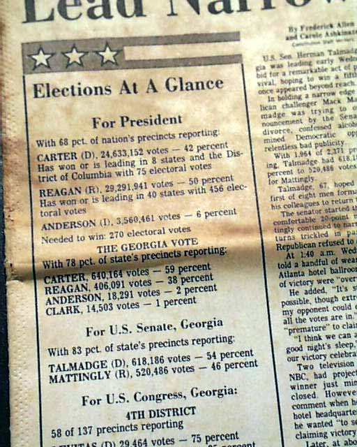 Reagan wins the presidential election... - RareNewspapers.com