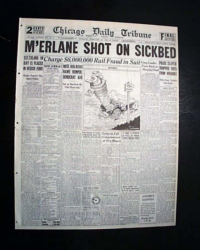 Frank McErlane shot.... Chicago gangster... - RareNewspapers.com