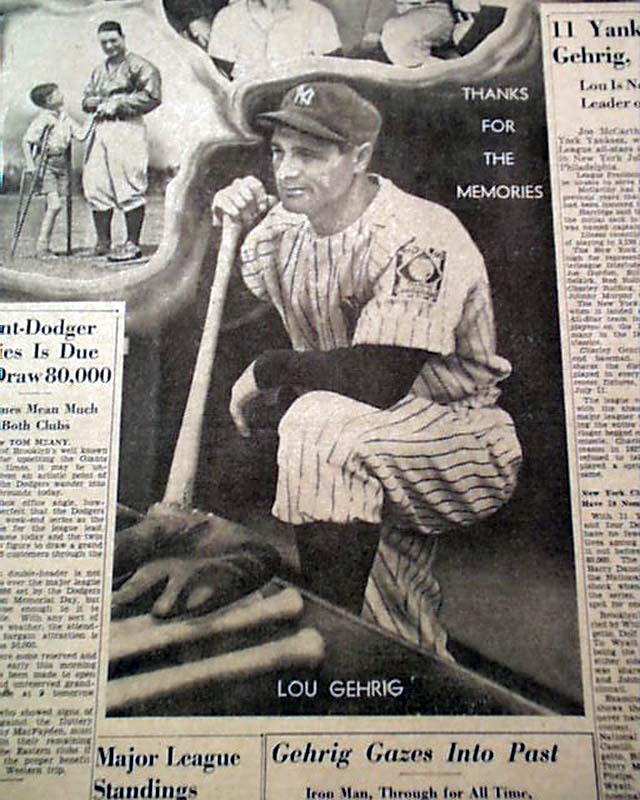 Lou Gehrig about to be honored on his retirement... - RareNewspapers.com