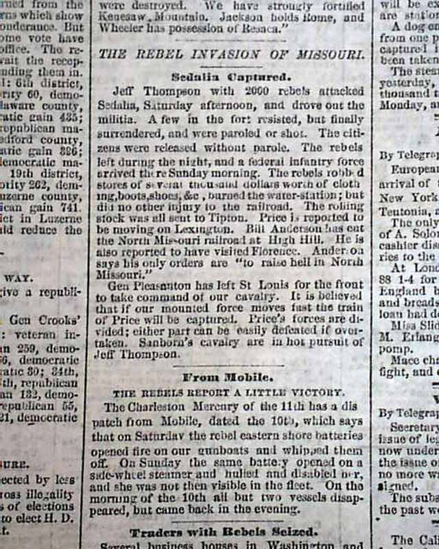 Sedalia, Missouri raid... Sterling Price... - RareNewspapers.com