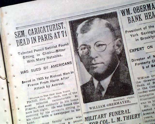 Sem (artist) death... Georges Goursat... - RareNewspapers.com