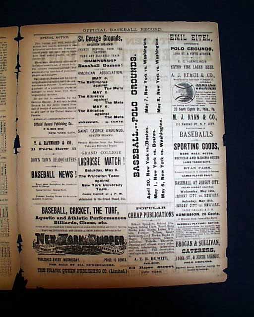 Very rare baseball newspaper from 1886... - RareNewspapers.com