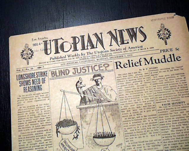 "Utopian" newspaper from the depths of the Depression ...