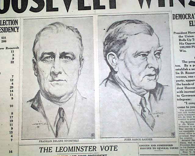 Roosevelt wins the 1932 election... in an "Extra"... - RareNewspapers.com