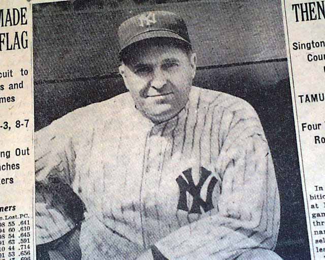 1938 Yankees win pennant.... - RareNewspapers.com