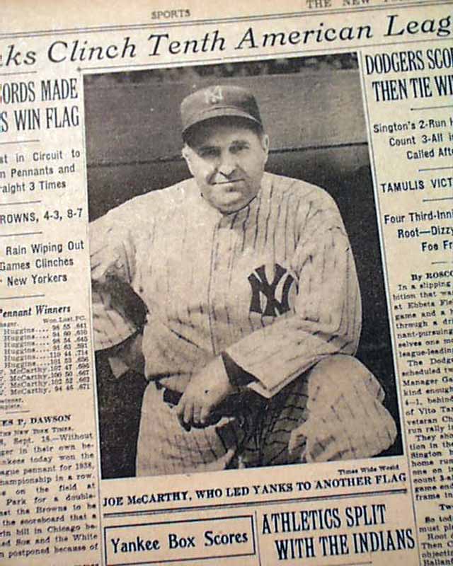 1938 Yankees win pennant.... - RareNewspapers.com