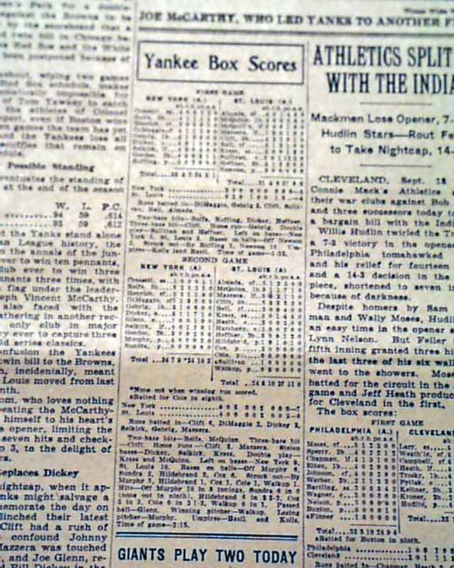 1938 Yankees win pennant.... - RareNewspapers.com