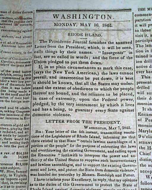 1842 Dorr Rebellion In Rhode Island... - RareNewspapers.com