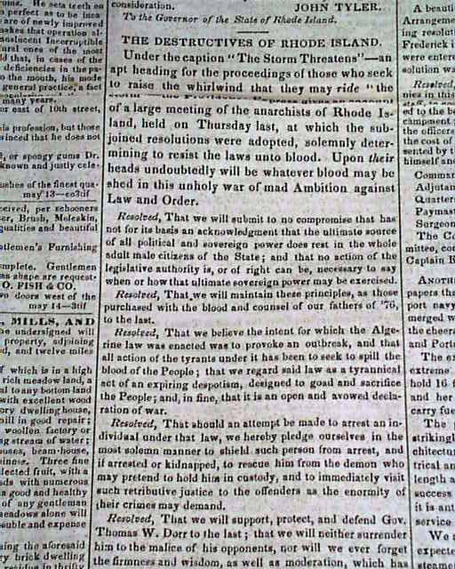 1842 Dorr Rebellion In Rhode Island... - RareNewspapers.com