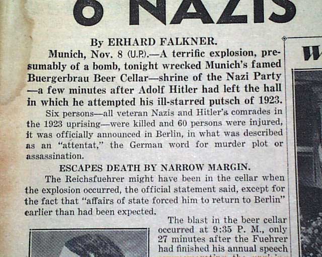 Assassination attempt upon Adolf Hitler... - RareNewspapers.com