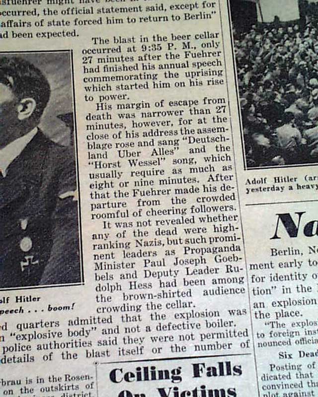 Assassination attempt upon Adolf Hitler... - RareNewspapers.com