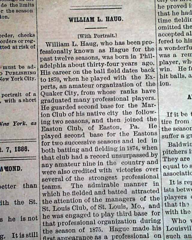 Very rare baseball newspaper from 1886... - RareNewspapers.com