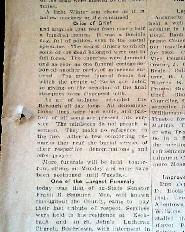 1908 Rhoads Opera House Fire... Boyertown PA... - RareNewspapers.com
