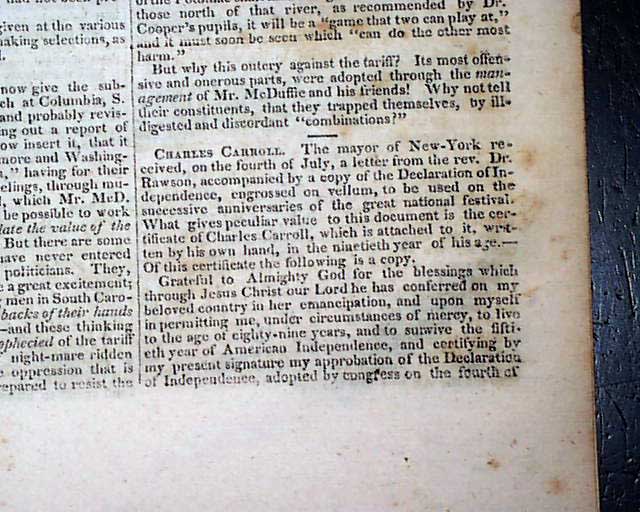 Charles Carroll & the Declaration of Independence... - RareNewspapers.com