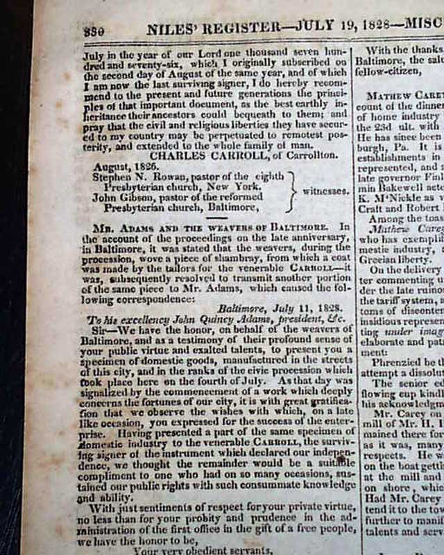 Charles Carroll & the Declaration of Independence... - RareNewspapers.com