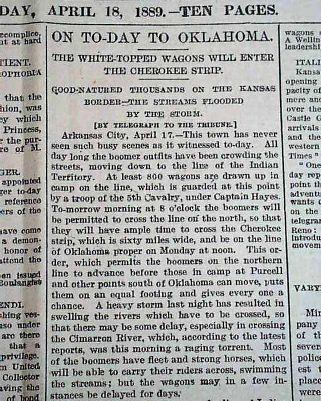 The Oklahoma Land Rush of 1889... - RareNewspapers.com