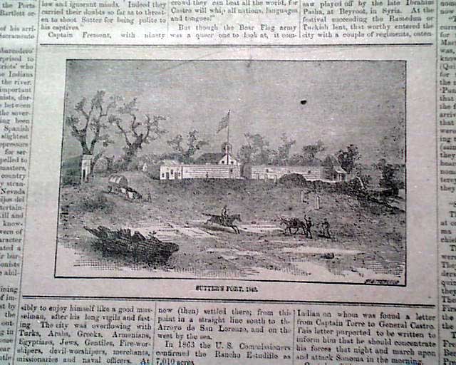 Early print of Sutter's Fort... Great article on the Bear Flag Revolt ...