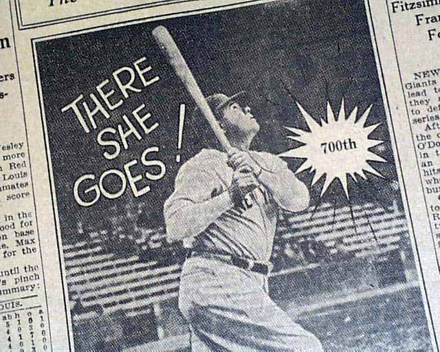 Babe Ruth 700th home run.... - RareNewspapers.com