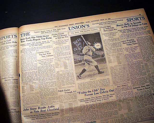 Babe Ruth 700th home run.... - RareNewspapers.com