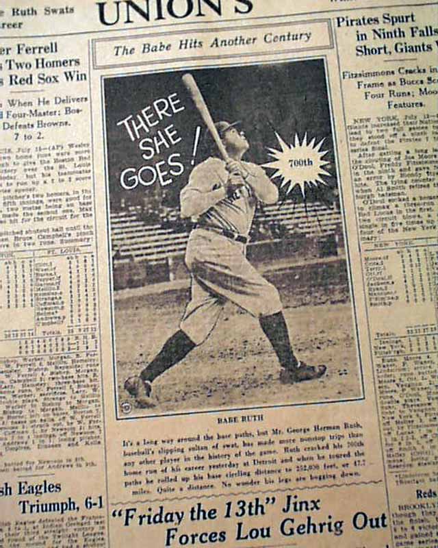 Babe Ruth 700th home run.... - RareNewspapers.com