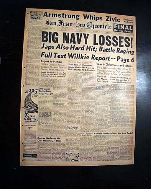 Carrier USS Wasp sinking.... - RareNewspapers.com