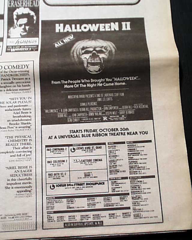 Opening ad for the movie "Halloween II" (1981)... - RareNewspapers.com