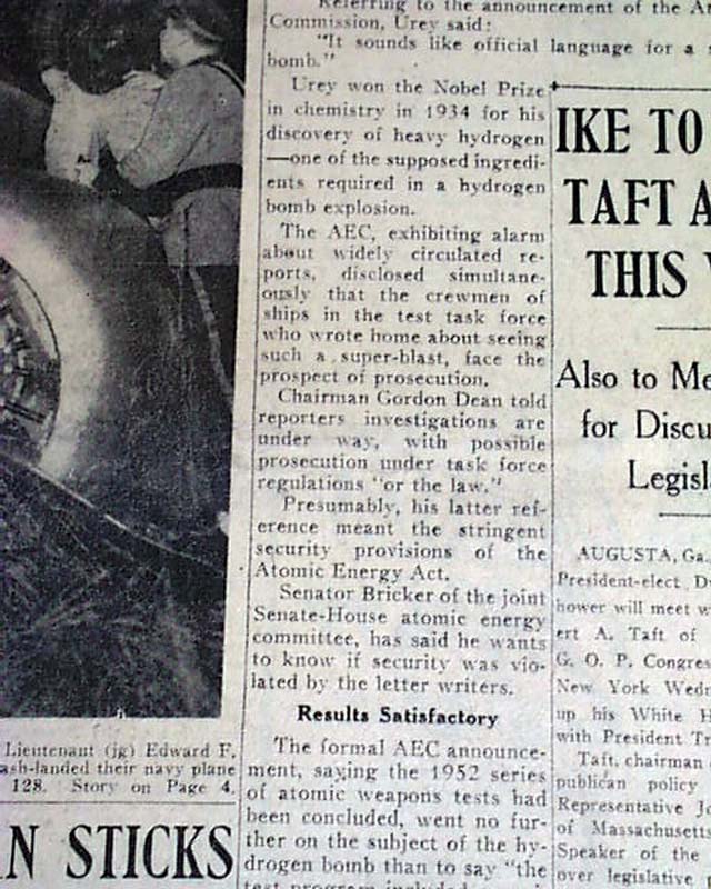 Ivy Mike H-bomb text... - RareNewspapers.com