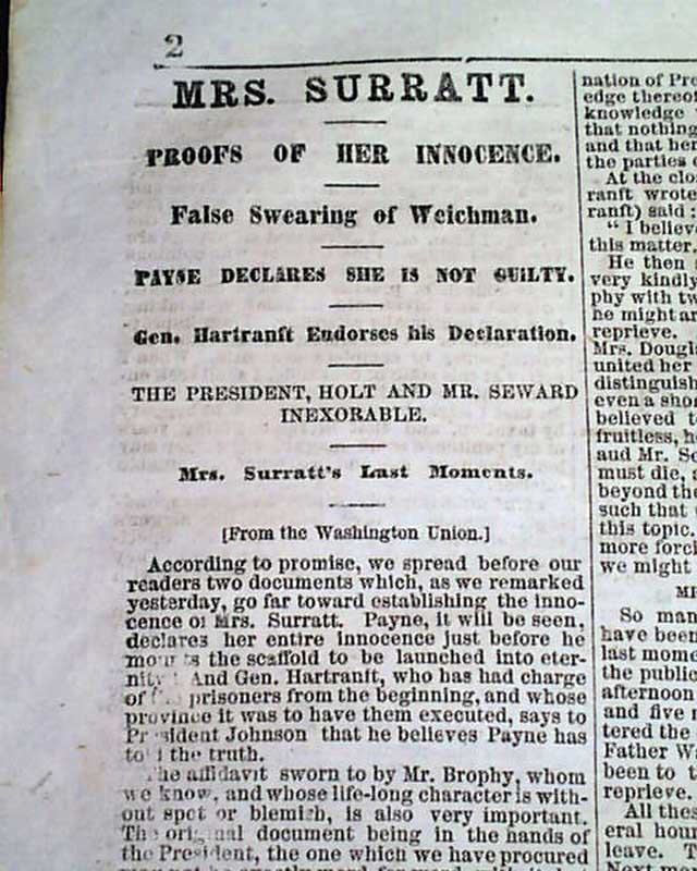A racist newspaper declares Mrs. Surratt was innocent ...