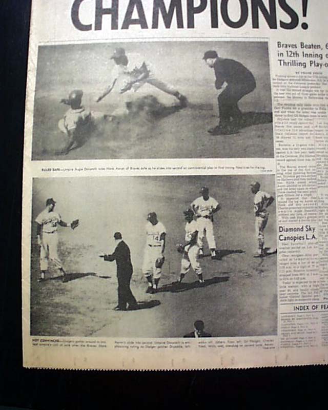 Dodgers win the National League pennant... - RareNewspapers.com