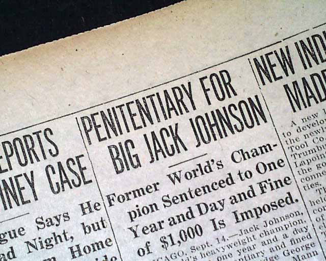 1920 Jack Johnson prison sentence..... - RareNewspapers.com
